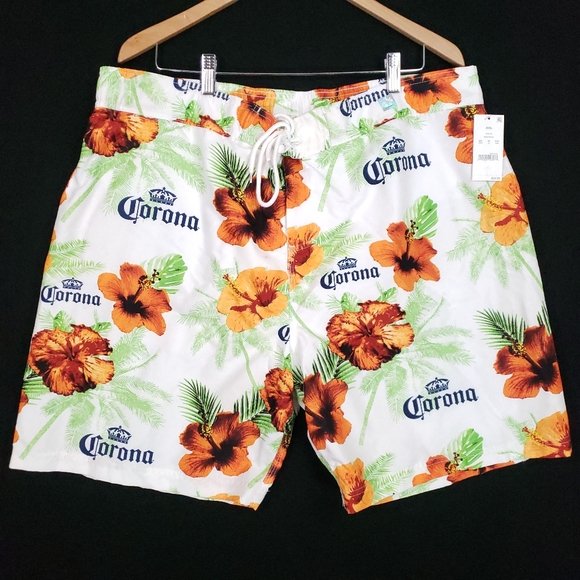 Corona | Swim | Nwt Corona Beer Mesh Lined Swimming Trunks All Over ...